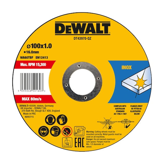 Dewalt HIGH PERFORMANCE BONDED DISC THIN FAST CUT (10 X TIN) 100MM X 1 ...