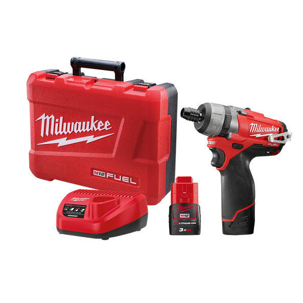 Milwaukee M12 FUEL™ 1/4" Hex 2-Speed Screwdriver Kit (2x 3.0Ah) - M12C ...
